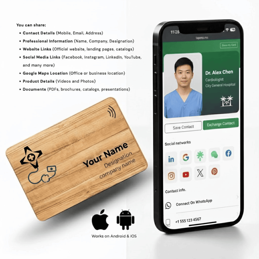 Minimal Wooden Tap Card for Medical Identity | TapMo NFC Card – TapMo ...